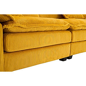 ERYE Oversized Loveseat Sectional Sofa Modern Deep Seat Reversible Chaises Couch with 2 Movable Ottomans and Pillows, Modular Corduroy Upholstered Sleeper Daybed for Living Room,Apartment,Office