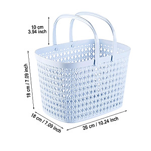 Bagmrteho Portable Shower Caddy Basket,Portable Shower Caddy Tote Plastic Storage Basket with Handle Box Organizer Bin for Bathroom,Pantry,Kitchen,College Dorm,Closet,Garage