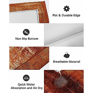 Burnt Orange Outdoor Rug for Patio/Deck/Porch, Modern Geometric Non-Slip Large Area Rug 5 x 8 Ft, Abstract Art Oil Painted Indoor Outdoor Rugs Washable Area Rugs, Reversible Camping Rug Carpet Runner