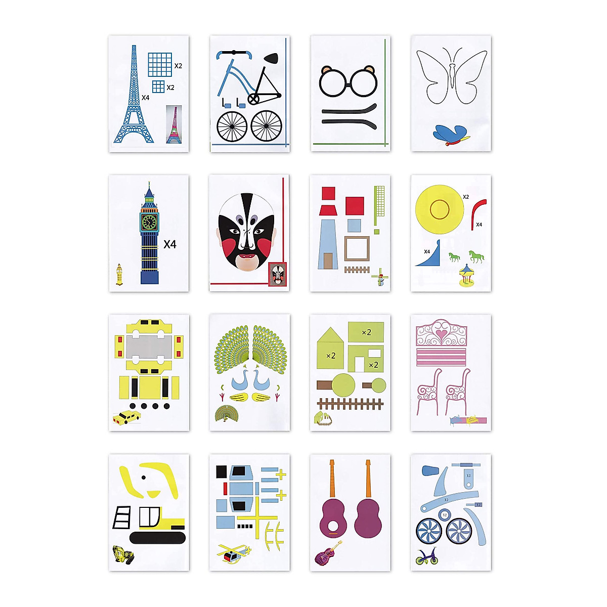 RIEOS 3D Printing Drawing Book, Reusable Colorful 40 Patterns Thick Paper Template with a Clear Plate, 3D Pen Painting Graffiti Template for Kids DIY Gifts