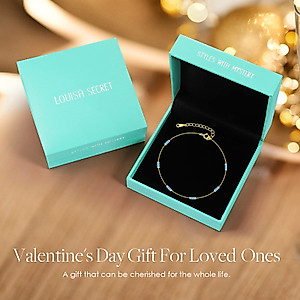 LOUISA SECRET Birthstone Bracelets for Women, 925 Sterling Silver Dainty Simple Women Charm Link Bracelet, Birthday Anniversary Jewelry Gifts for Women Wife Mom Her