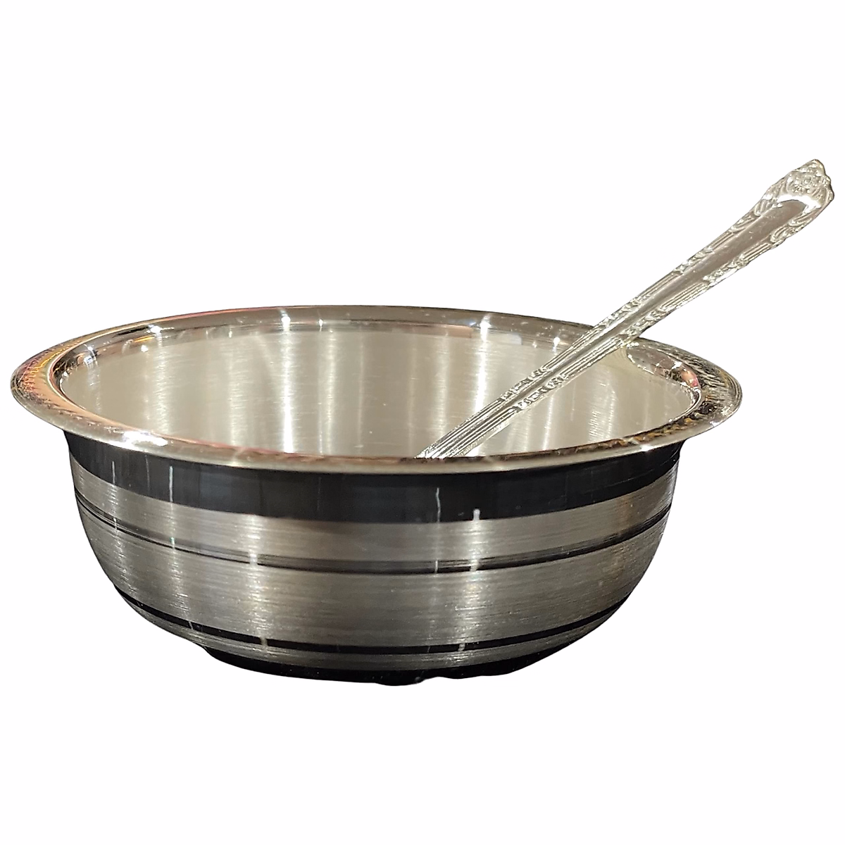 999 Pure Silver 3.75 inch Bowl & Spoon Set -3.75 inch Set#01