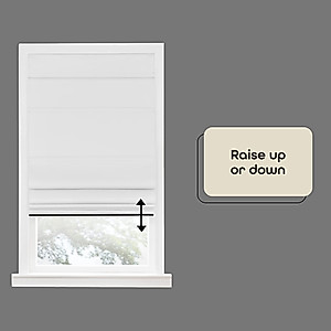 Cordless Roman Shades for Windows - 29 Inch Width x 64 Inch Length (White) - Blackout Polyester Window Privacy Blinds for Bedroom, Kitchen & Dining Room by Achim Home Décor