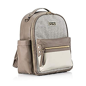 Itzy Ritzy Mini Diaper Bag Backpack – Chic Mini Diaper Bag with Changing Pad, 8 Total Pockets (4 Internal and 4 External), Grab-Top Handle and Rubber Feet (Vanilla Latte)