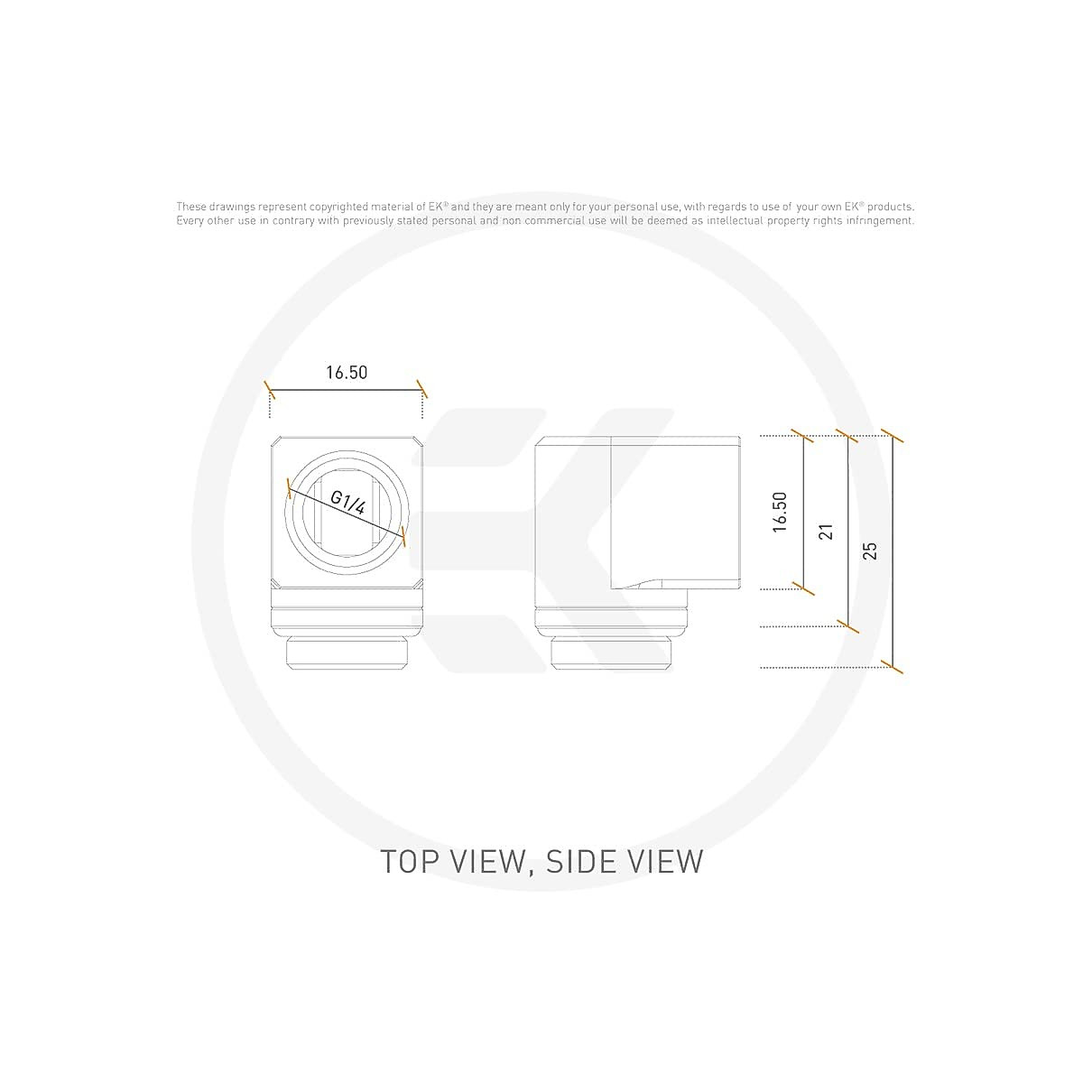 EKWB EK-Quantum Torque Micro Rotary 90 Degree Angled Fitting, Black