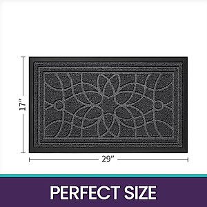 DEXI Front Door Mat, Welcome Mat Heavy Duty Durable Low Profile Outside Doormat for Entryway, Patio, Garage, High Traffic Areas, 17"X29", Grey