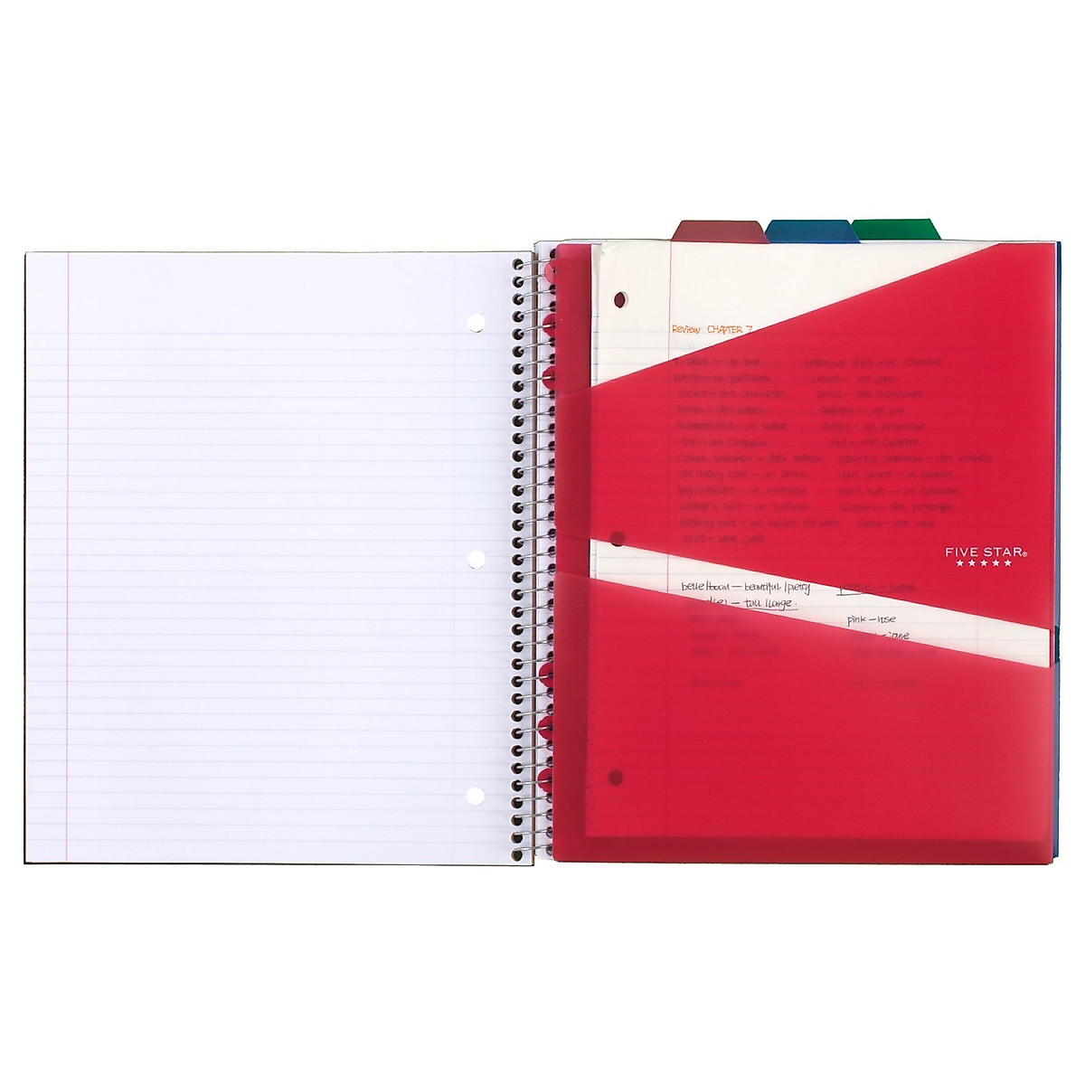Five Star 2-Pocket Dividers, Tabbed, Colors Will Vary, 3 Pack (81210)