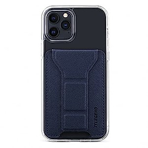 JTLEGEND Atlas Phone Stand with Stick on Card Holder for Back of Phone Kickstand Scratch-Resistant (Berry Blue)