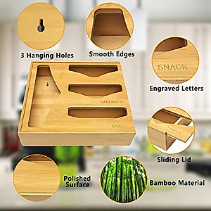 Ziplock Bag Storage Organizer for Kitchen Drawer Plastic Bag Organizer Storage Bag Organizer Baggie Holder with Slider Lids Compatible with Ziploc, Gallon, Quart Sandwich & Snack Variety Size Bags