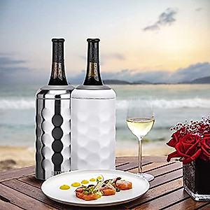 MAXSO Wine Chiller Bucket, Portable 750ml Champagne & Wine Bottle Cooler Keep Wine & Beverages Cold, Stainless Steel Vacuum Insulated Wine Gifts for Wine Lovers - White