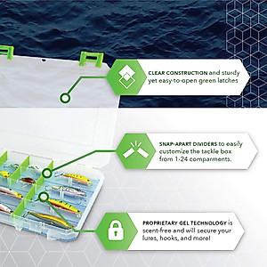 Lure Lock LL1T-1101 Large Thin Box - 1Cavity w/Ocean Blue Tak Logic Liner, Clear w/Green Accent