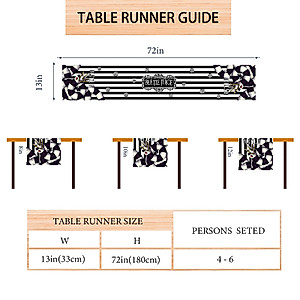 Black Striped Halloween Table Runner Scary Spooky Creepy Halloween Decorations and Supplies for Home Kitchen Dining Room Table