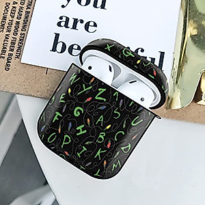 Green Black Stranger Letter Things for AirPods Case Cover for Airpods 1&2, Wireless/Wired Charging Protective AirPods Case with Keychain