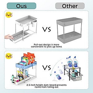 Under Sink Organizers and Storage, 2 Pack Large Capacity Heavy Load Pull-out Under Sink Shelves with Sliding Drawer for Kitchen and Bathroom, White
