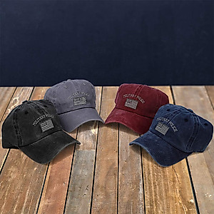 Vintage Washed Hat Us Flag Army Military Police Embroidery Cotton Dad Hats for Men & Women Buckle Closure Black