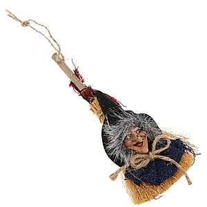 2pcs Halloween Broom Mini Broom Hanging Witches Broomstick Prop Kids Witch Broom with Rope Straw Broom Halloween Party Wizard Accessory