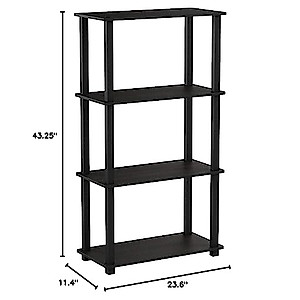 Furinno Turn-N-Tube 4-Tier Multipurpose Shelf Display Rack, Square Tube, Espresso/Black