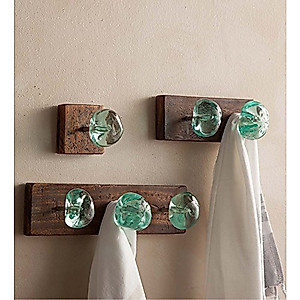 Vivaterra Recycled Glass and Reclaimed Wood Hooks - 2 Hook - 8" W x 4.25" Deep x 3" H.