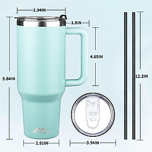 StarSpeed 40 oz Tumbler with Handle and Straw Lid | Stainless Steel Water Bottle Travel Mug Reusable Insulated Cup With Lid And Straw, Keep Cold Heat and Ice for Hours(40oz,Dew)