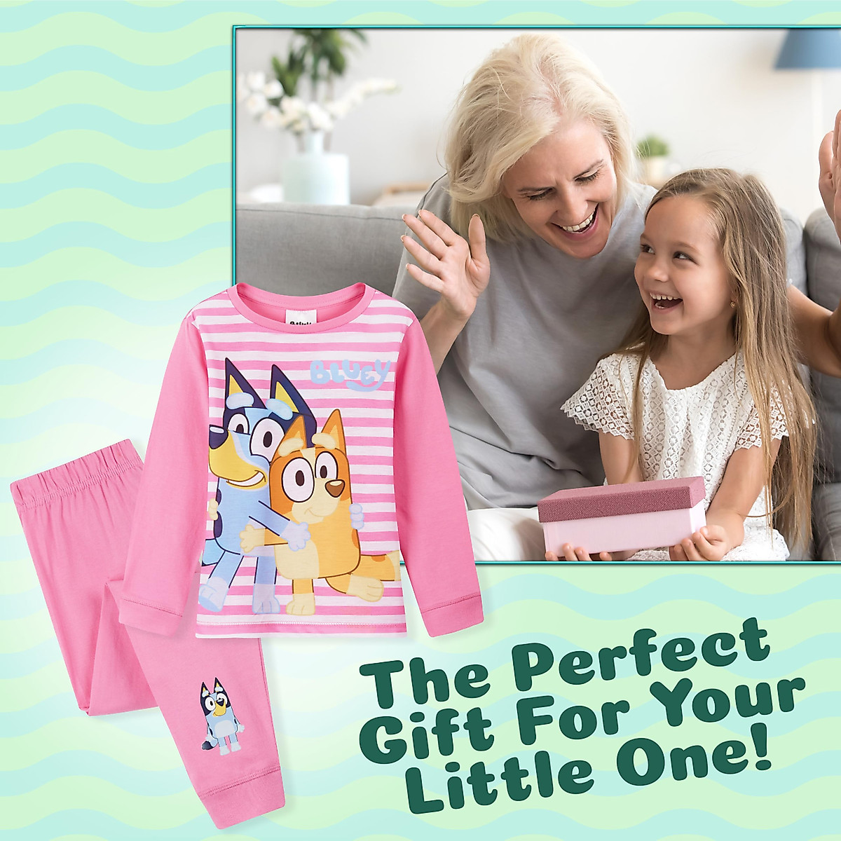 Bluey Pajamas for Girls Toddlers Long PJs Set Lounge Set Comfy Sleepwear (2-3 Years, Pink/White)