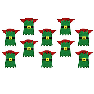 PRETYZOOM 10Pcs Christmas Silverware Holder Elf Flatware Tableware Holder Cutlery Fork Spoon Bag Pocket Christmas Dinner Table Decorations for Xmas Party Supplies