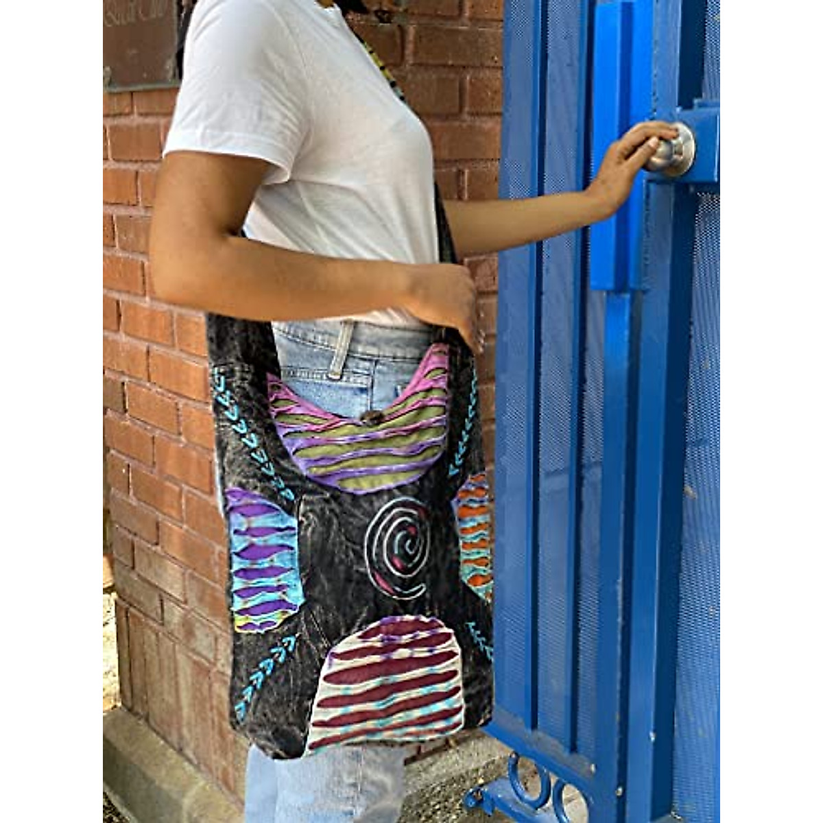 Original Collections Bohemian Embroidered Ripped Razor Cut Crossbody Hippie Purse Handbag AND Backpack Multicolor