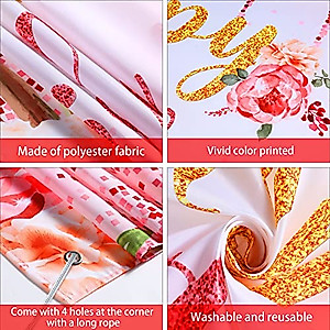 Happy Birthday Backdrop Decorations for Women Background Party Supplies Rose Backdrop Photography for Girls Boys Floral Glitters Banner Wedding Baby Shower Decor (Rose Gold)