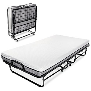 Milliard Deluxe Diplomat Folding Bed – Twin Size - with Luxurious Memory Foam Mattress and a Super Strong Sturdy Frame – 75” x 38