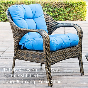 QILLOWAY Outdoor Seat/Back Chair Cushion Tufted Pillow, Spring/Summer Seasonal Replacement Cushions - Pack of 4 (Marine Blue)