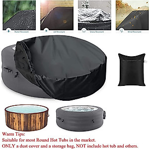 UCARE Hot Tub Cover Waterproof Outdoor Portable Round Inflatable Hot Tub Spa Cover Protector Bathtub Pool Garden Furniture Dust Covers (91×43in/ 230×110cm)