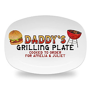 Personalized Barbecue Grilling Plate Custom Christmas Gifts for Dad Custom BBQ Grill Platter Daddy's Grilling Plate Gift Ideas for Grandfather Serving Trays Serving Plates for Fish Dish, Steak