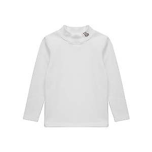 Linjinx Kids Boys Girls Thermal Underwear Tops Baselayer Turtleneck Long Sleeve T-Shirts Athletic Tee White 9-10 Years