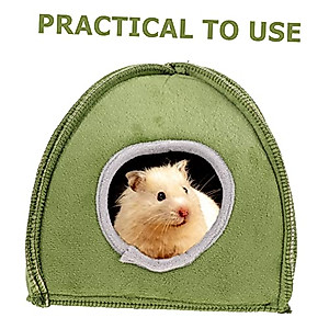 Ipetboom Ferrets Hamster 4pcs Cage Resting Pig Pet Place Breathable Accessories Small Sleeping Bedding Warm Comfortable Hideout Pets Guinea Animal Winter Warming Green Hut Plush Hedgehog Mini Bedding