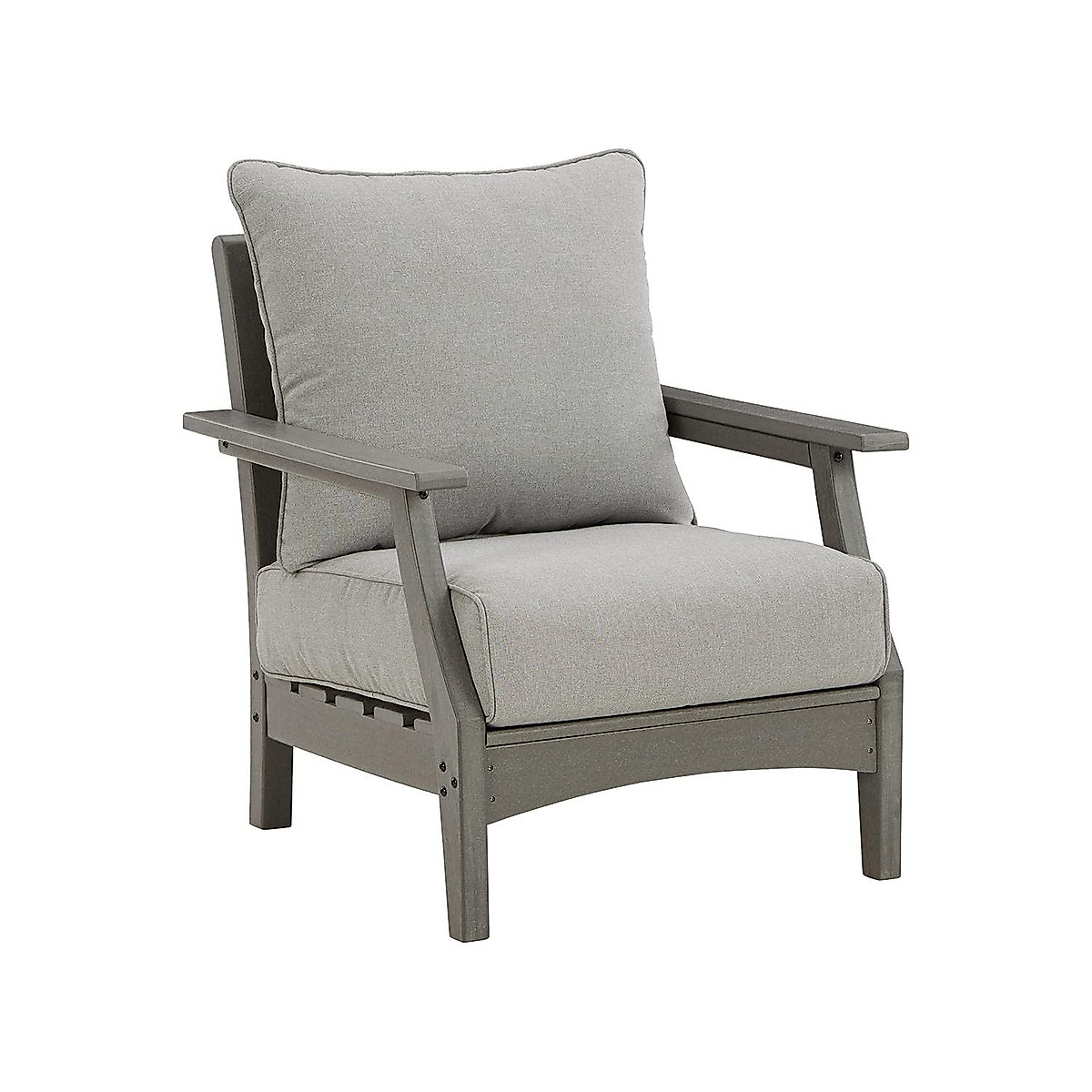 Signature Design by Ashley Outdoor Visola Patio HDPE Cushioned Lounge Chair, 2 Count, Gray