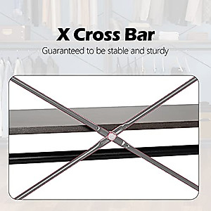 TOPSKY Clothes Rack, Clothing Garment Rack on Wheels, 3 Tiers Shelves Double Hanging Rod Clothes Garment Racks with Storage Shelves Heavy Duty (Espresso Gray)