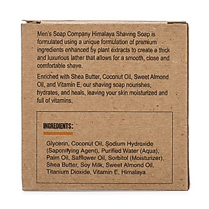 Men’s Soap Company Shaving Soap for Men and Women 4.0 oz Refill Puck Made with Natural Vegan Plant Ingredients. Shea Butter and Vitamin E Create Thick Shave Soap Lather for Skin Protection, Himalaya