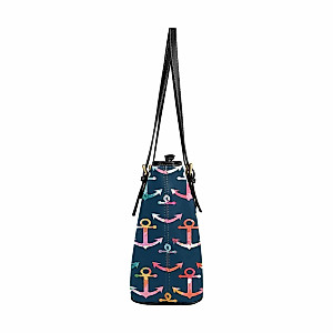 InterestPrint Pattern With Anchor Purses and Handbags for Women Leather Top Handle Shoulder Handbags with Zipper