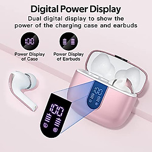 Bluetooth Headphones True Wireless Earbuds 60H Playback LED Power Display Earphones with Wireless Charging Case IPX5 Waterproof in-Ear Earbuds with Mic for TV Smart Phone Computer Laptop Sports