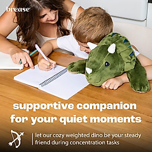 Brease 5 lb Weighted Green Dinosaur Stuffed Animal - Large, Cute Plush Toy Dino for Gentle Embrace and Peaceful Times, Huggable Companion for Kids & Adults, Ideal Heavy Plushie for All Ages