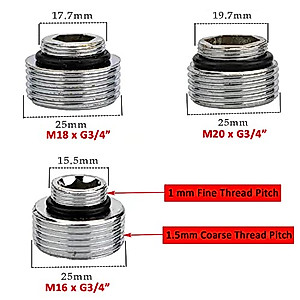 Brass Faucet Adapter, Male Thread Bathroom Tap Aerator Connector for Sink Faucet Water Purifier Adapter Aerator (M20 X G3/4")