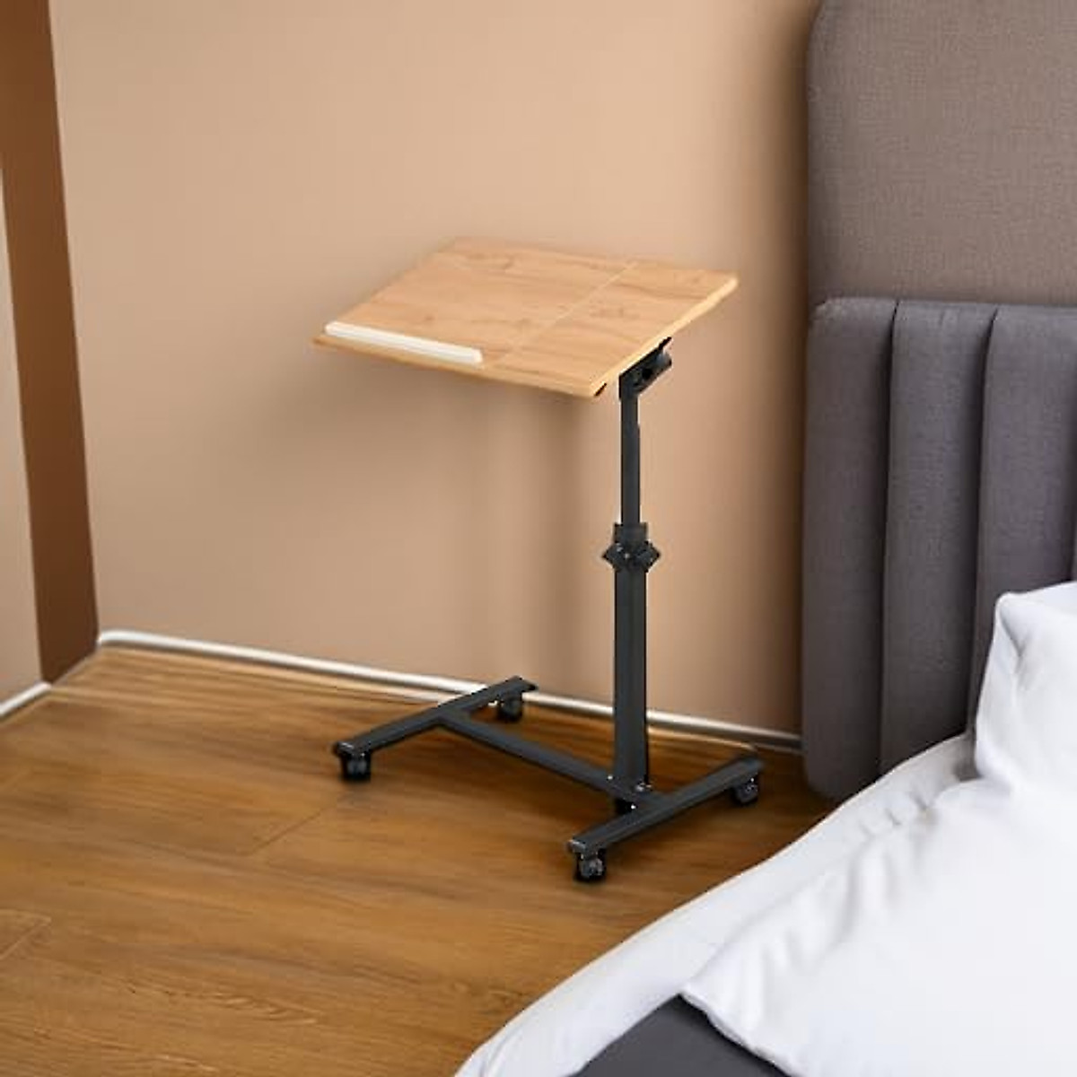 Rolling Laptop Table Lap Desk for Laptop Rolling Cart Tilting Overbed Bedside Table Overbed Desk Overbed Table with Wheels Adjustable Laptop Stand Sofa Side Table
