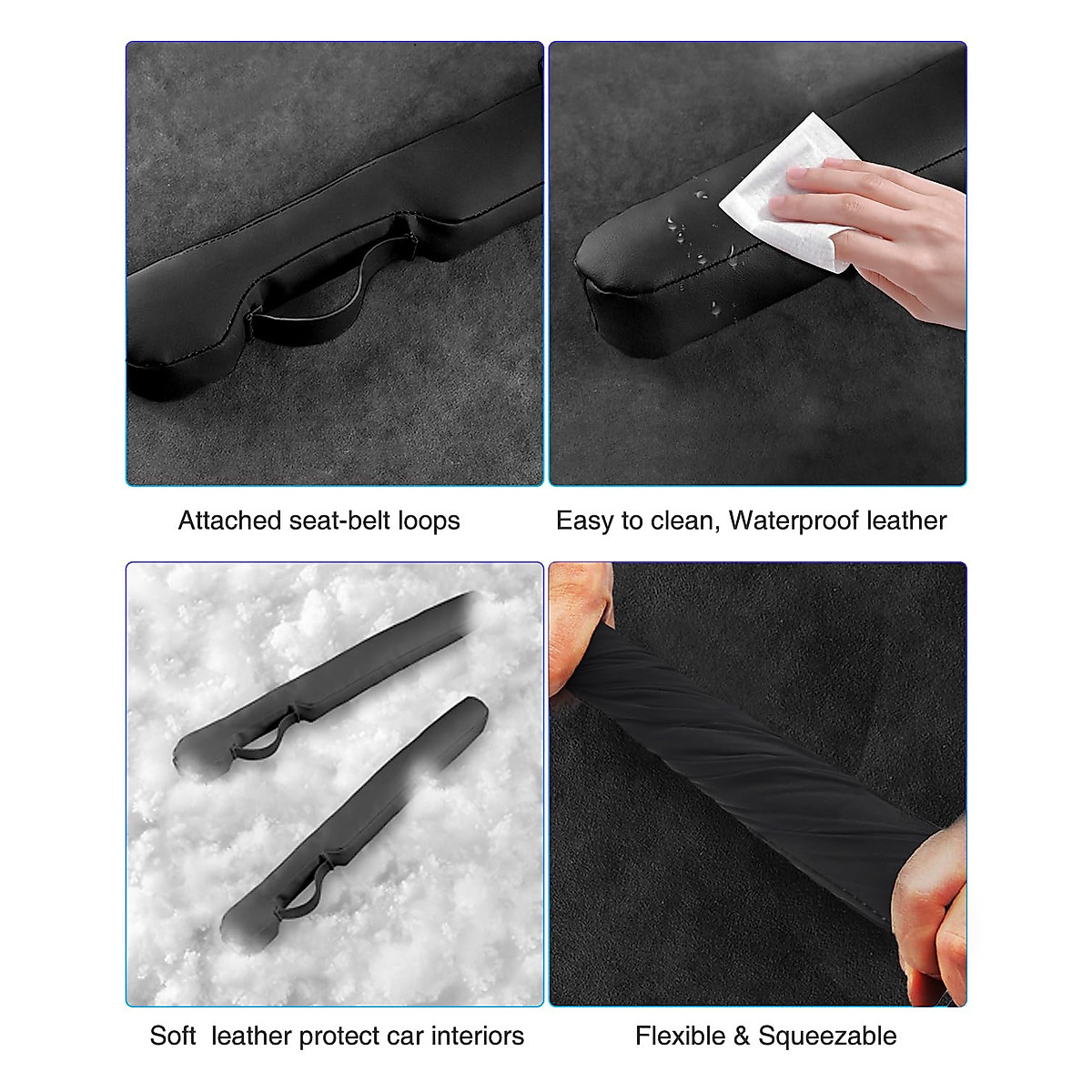 Homaupt Leather Car Seat Gap Filler Universal for Car Truck SUV to Block The Gap Between Seat and Console Stop Things from Dropping 2 Packs Black