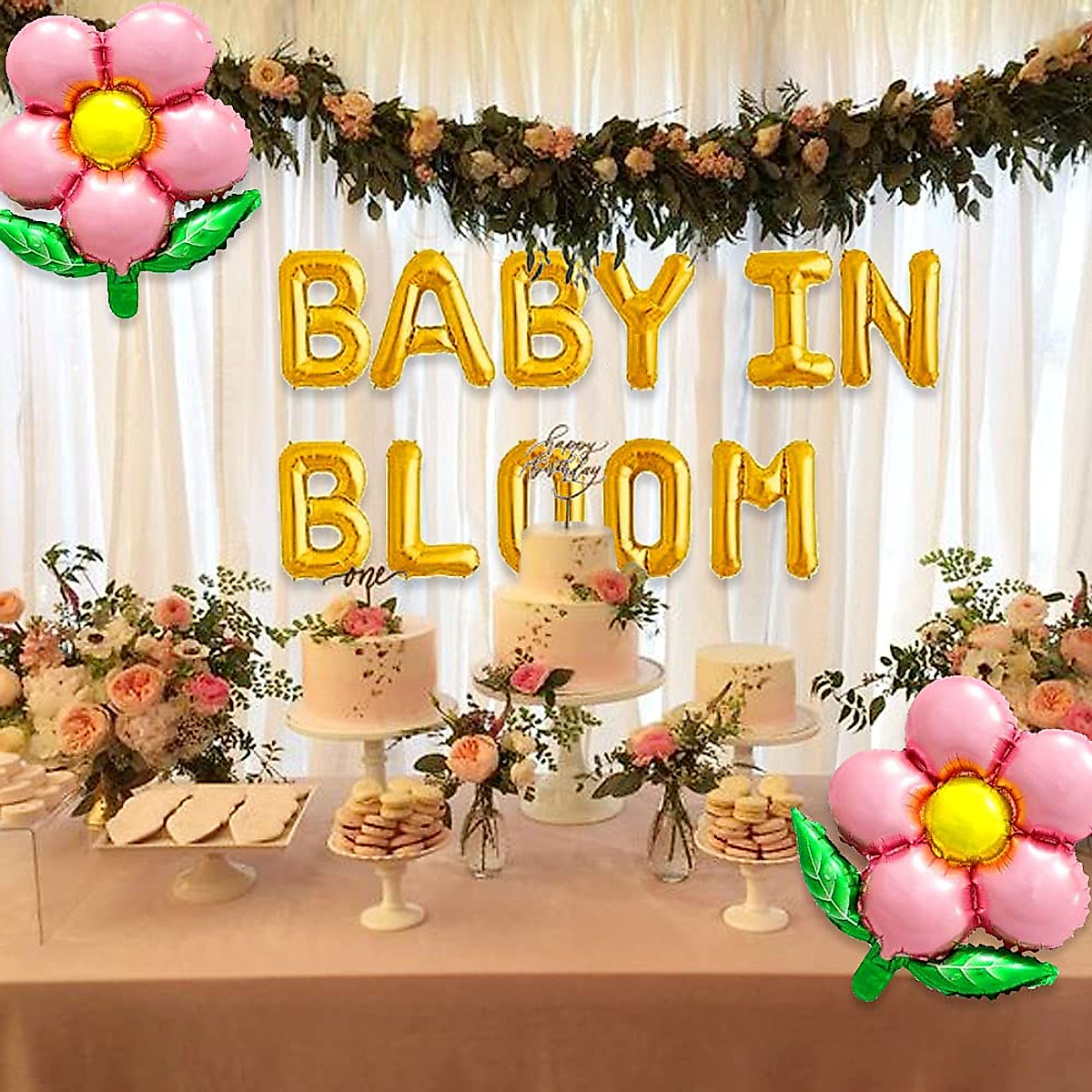JeVenis Baby in Bloom Balloons Baby in Bloom Banner Baby In Bloom Baby Shower Decorations Baby In Bloom Backdrop Floral Baby Shower Decorations