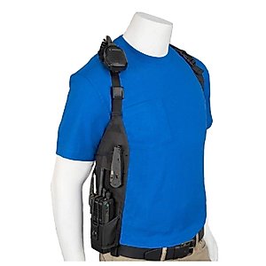 USH-300R Radio Shoulder Holster Right Side Chest Harness with an Adjustable Radio Pouch fits All Motorola ICOM Vertex Two Way Radios 4-3/4' up to 9" Tall. Made in The USA by Holsterguy.
