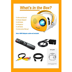 Mini Projector,GooDee Portable Projector for iPhone, 1080p Supported Movie Projector, 2500lux Small Home Video LED Pico Pocket Phone Projector for Bedroom Laptop HD USB AV Interfaces