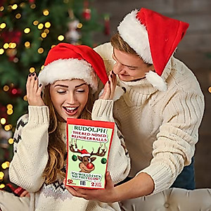 Rudolph Reindeer Balls Bath Bombs - Red Bath Bombs for Women - Adult Christmas Gag Gifts - Funny Reindeer Gifts - Black Cherry Scent