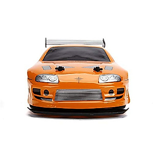 Jada Toys Fast & Furious 1:10 Toyota Supra Remote Control Car Drift Slide RC with Extra Tires 2.4GHz, Toys for Kids and Adults, Orange,black