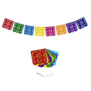 JNSAXMI Mexican Hair Felt Picado Banner,Mexican Party Fiesta Hair Felt Banners,Dia De Los Muertos Decorations Party Supplies