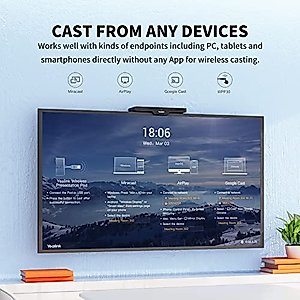 Yealink RoomCast Wireless HDMI Transmitter and Receiver 4K, Up to 4 Screens Casting Wireless Presentation System, Equipped with WPP30 Plug & Play, Collaboration with Yealink A20 A30, no App Needed