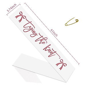 Tying The Knot Sash Just Engagement for Bachelorette Party Decorations Bow Themed Bridal Shower Wedding Party Decorations Supplies for Girls Pink Bow Engagement Garland Photo Props Pink Glitter